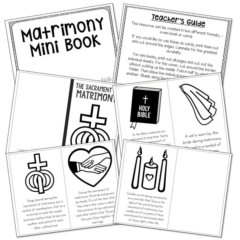 Matrimony - Sacrament Posters, Coloring Pages, and Mini Book Set - Etsy