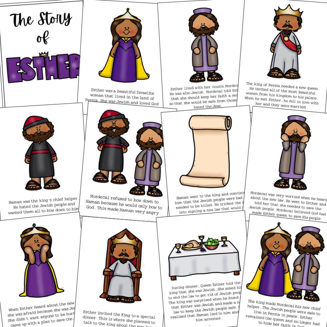 Queen Esther Bible Story Coloring Pages and Posters | Craft Activity - Etsy