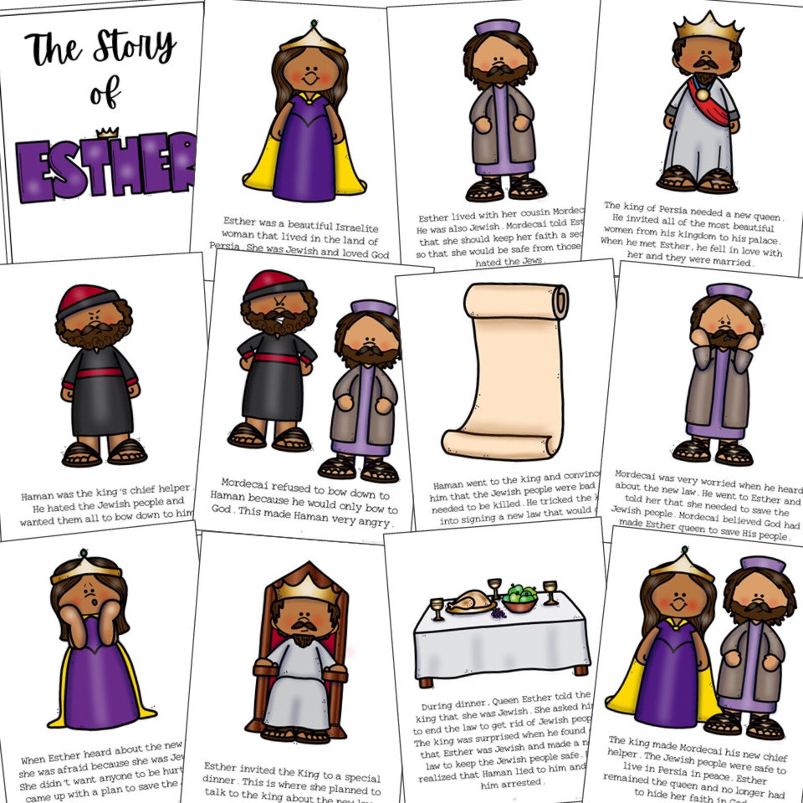 Queen Esther Bible Story Coloring Pages and Posters | Craft Activity - Etsy