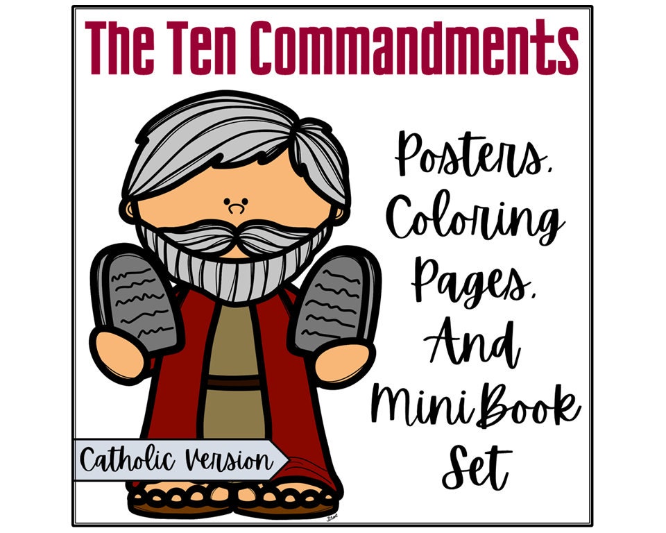 The Ten Commandments Posters, Coloring Pages, and Mini Book Set ...