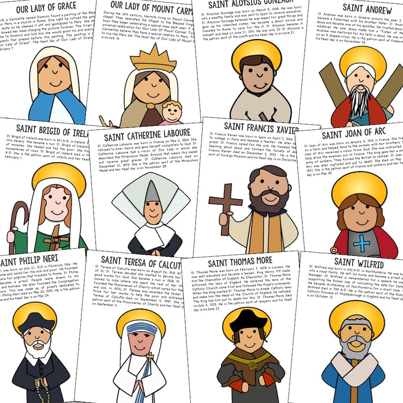 CATHOLIC SAINTS Biography Coloring Pages and Posters - Etsy