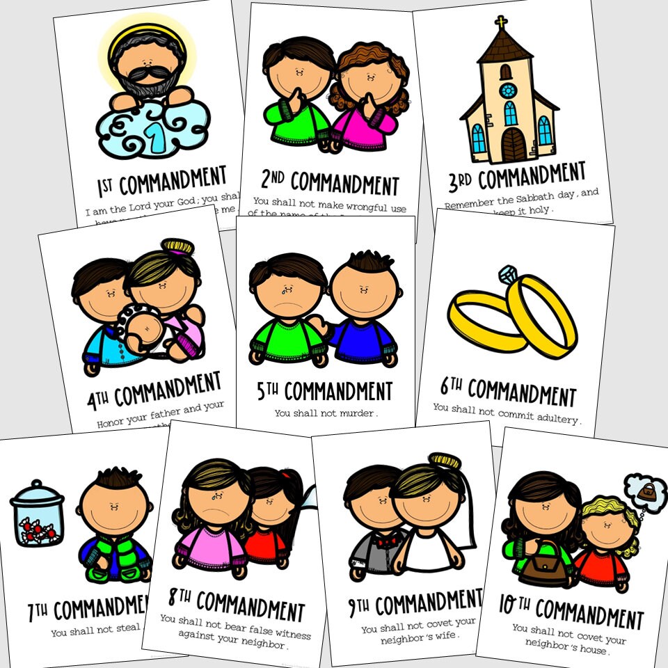 The Ten Commandments Posters, Coloring Pages, and Mini Book Set ...