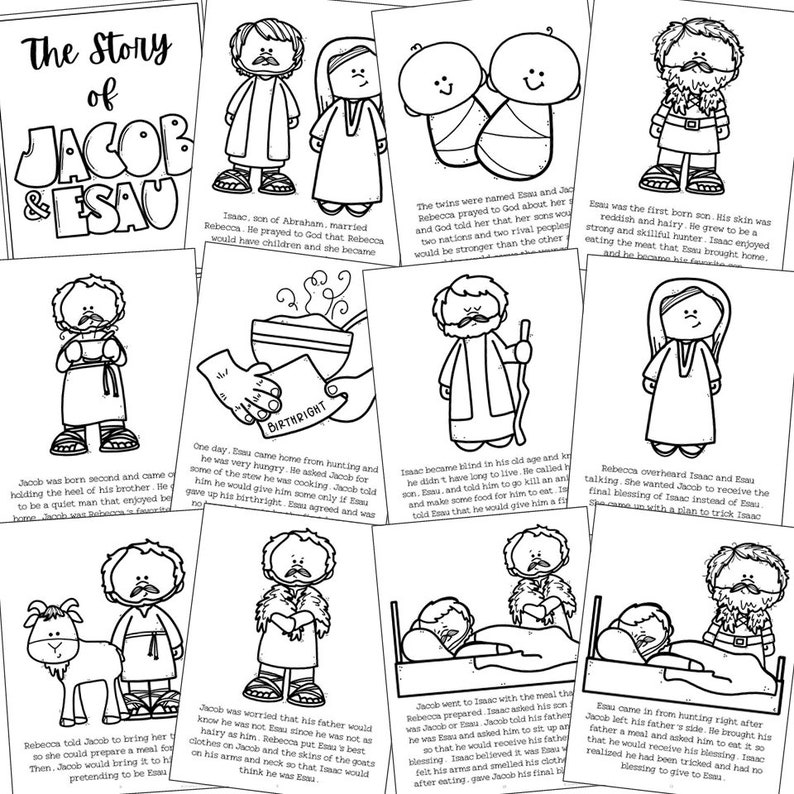 Jacob and Esau Bible Story Coloring Pages and Posters | Craft Activity ...