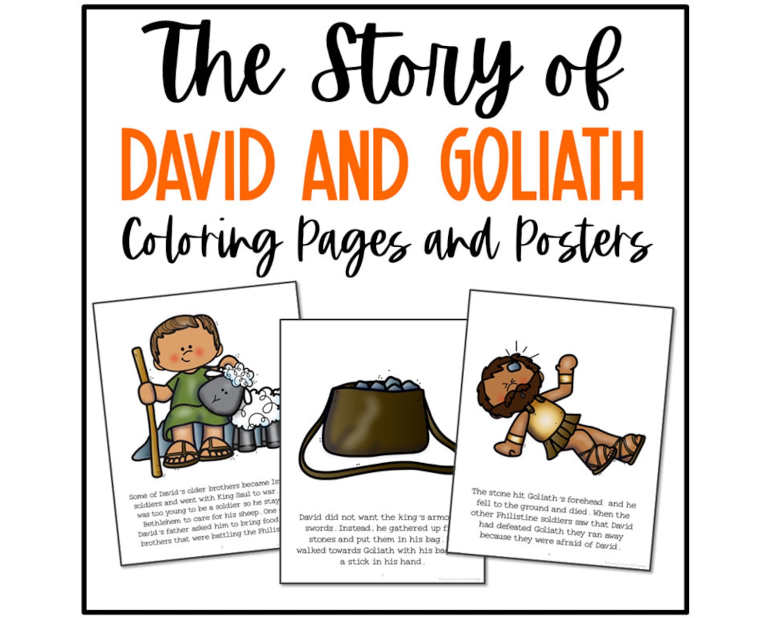 David and Goliath Bible Story Coloring Pages and Posters | Craft ...
