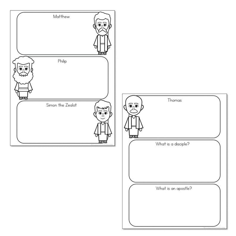 Jesus and the 12 Disciples Illustrated Note Pages | Graphic Organizer ...
