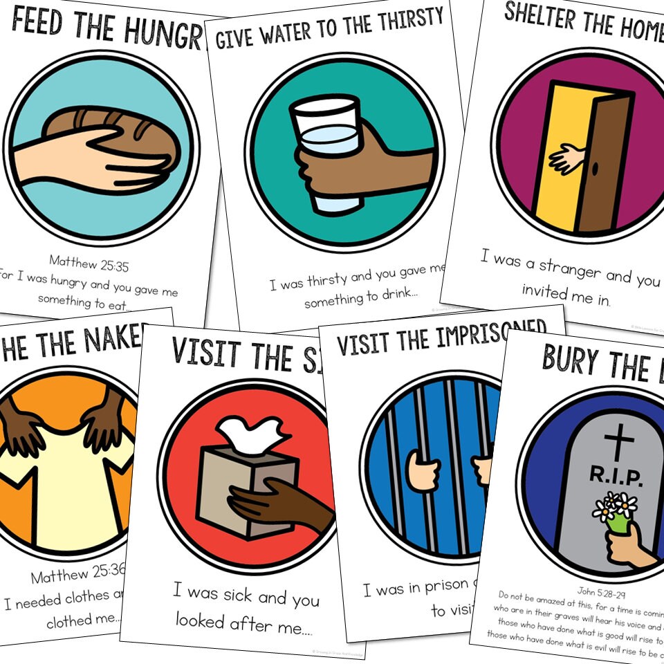 Corporal Works of Mercy Posters, Coloring Pages, and Mini Book Set ...