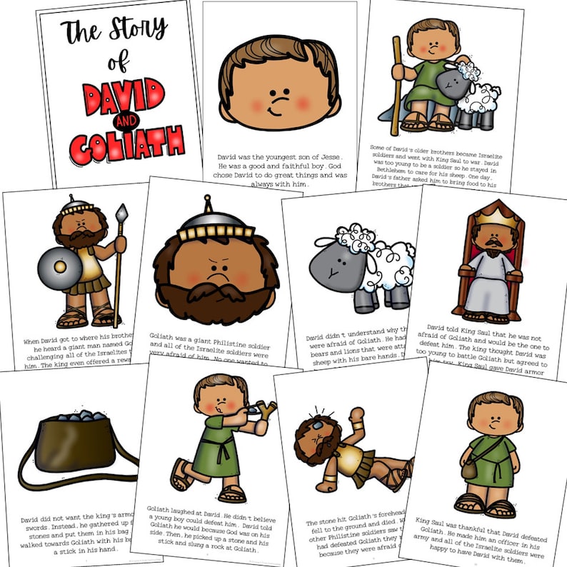 David and Goliath Bible Story Coloring Pages and Posters | Craft ...