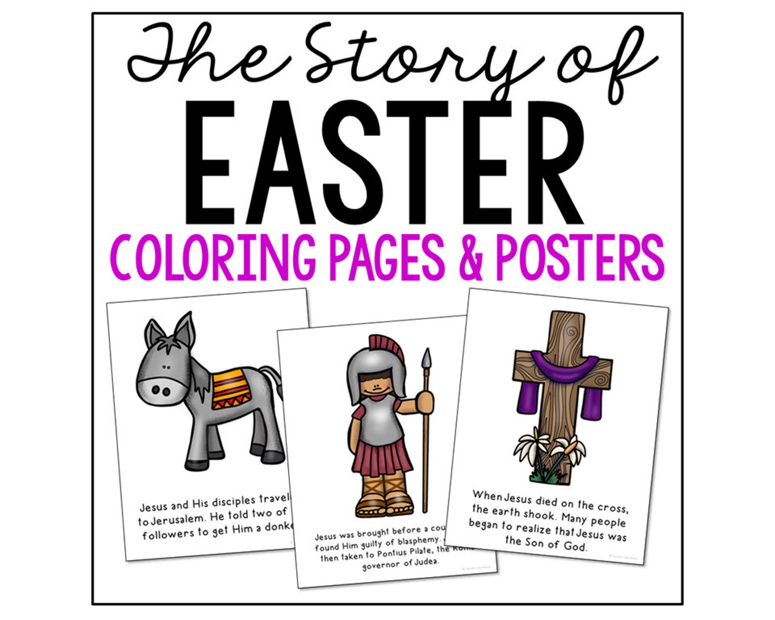 EASTER Bible Story Coloring Pages and Posters | Craft Activity - Etsy