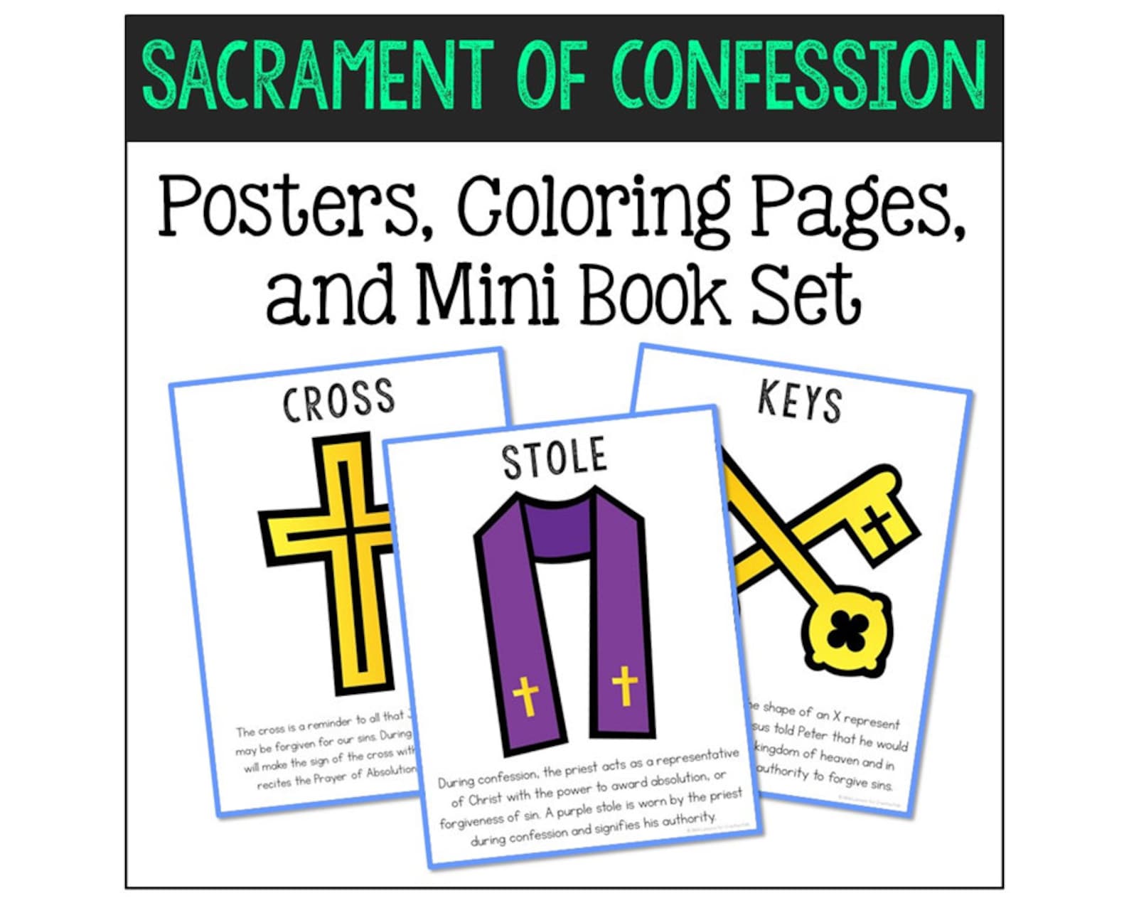 Reconciliation - Sacrament Posters, Coloring Pages, and Mini Book Set ...