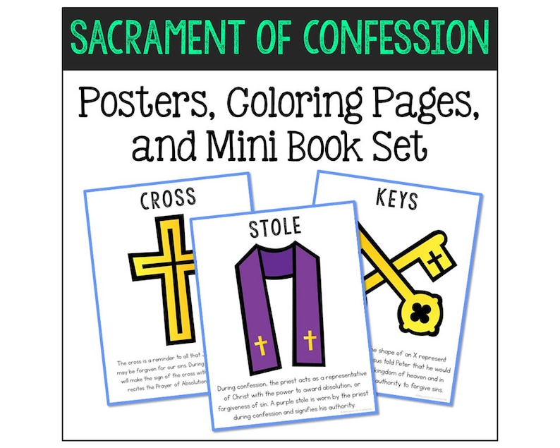 Reconciliation - Sacrament Posters, Coloring Pages, and Mini Book Set ...