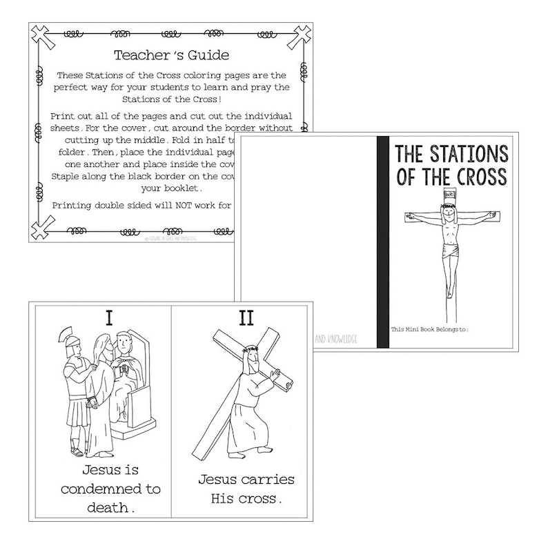 Stations of the Cross | Mini Book and Coloring Book | Lent - Etsy