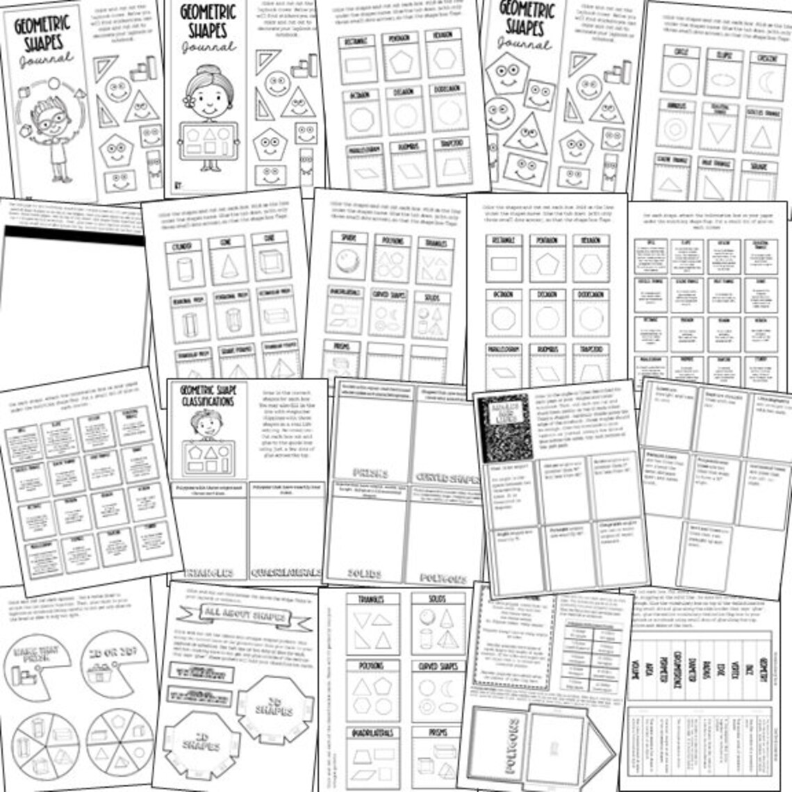 Geometric Shapes | Lapbook and Interactive Notebook - Etsy