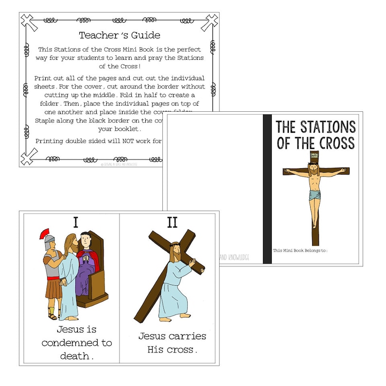 Stations of the Cross | Mini Book and Coloring Book | Lent - Etsy