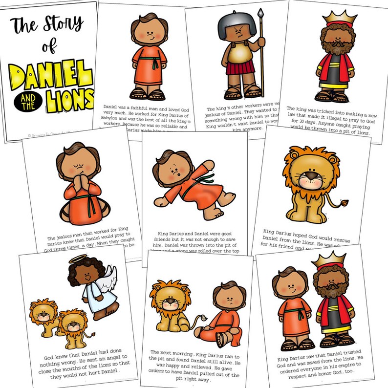 Daniel and the Lions Bible Story Coloring Pages and Posters | Craft ...