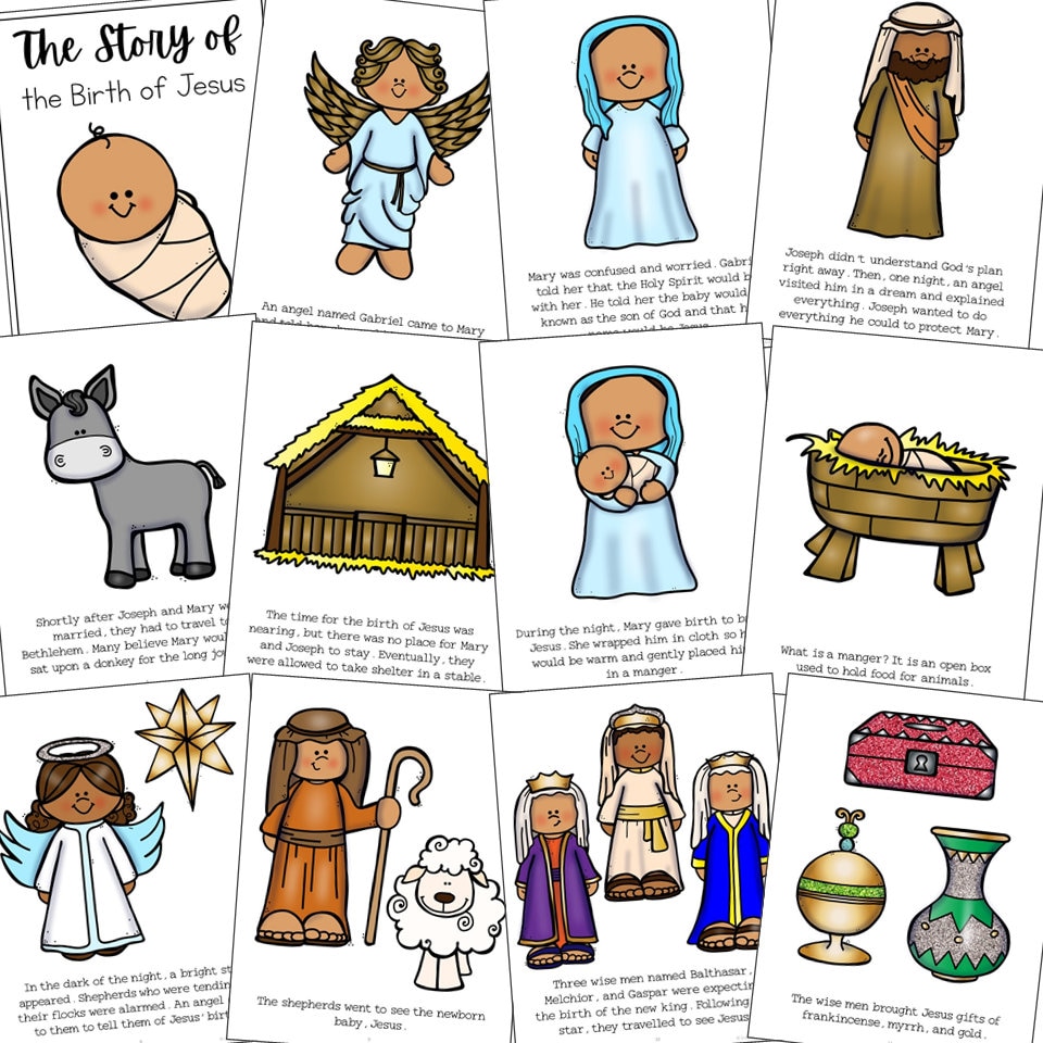 THE NATIVITY STORY Bible Story Coloring Pages and Posters, Craft ...