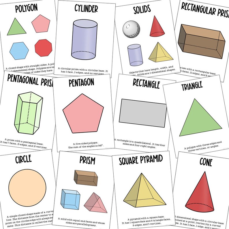 Geometric Shapes Posters and Coloring Pages - Etsy