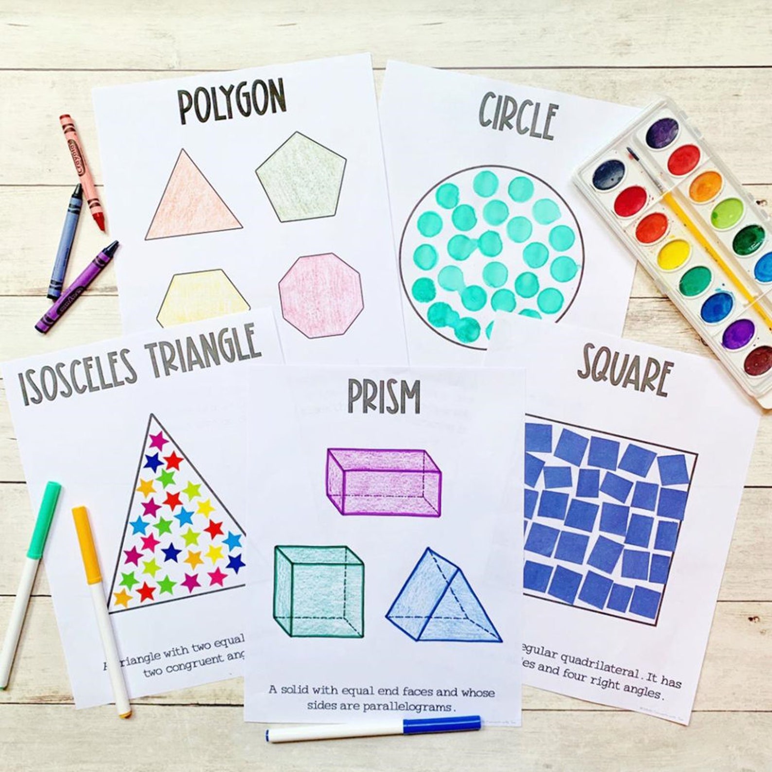 Geometric Shapes Posters and Coloring Pages - Etsy