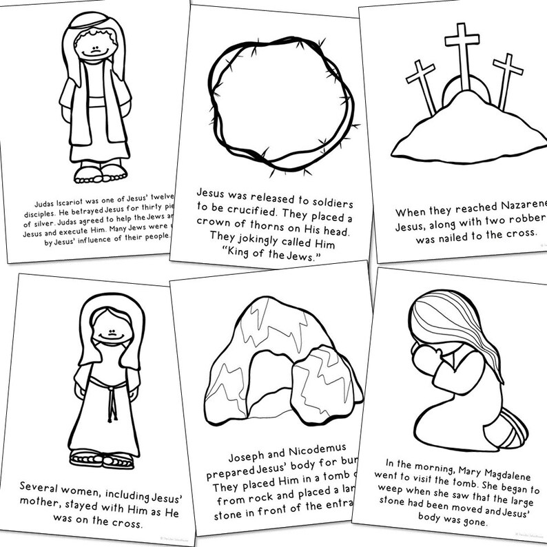 EASTER Bible Story Coloring Pages and Posters | Craft Activity - Etsy
