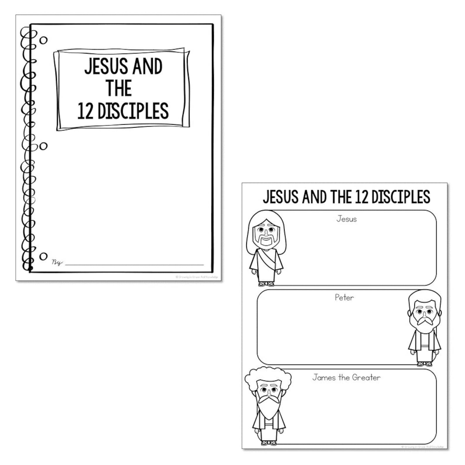 Jesus and the 12 Disciples Illustrated Note Pages | Graphic Organizer ...