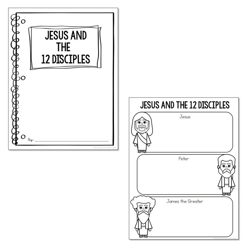 Jesus and the 12 Disciples Illustrated Note Pages Graphic Organizer - Etsy