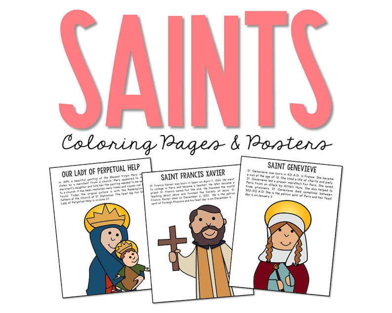 CATHOLIC SAINTS Biography Coloring Pages and Posters - Etsy
