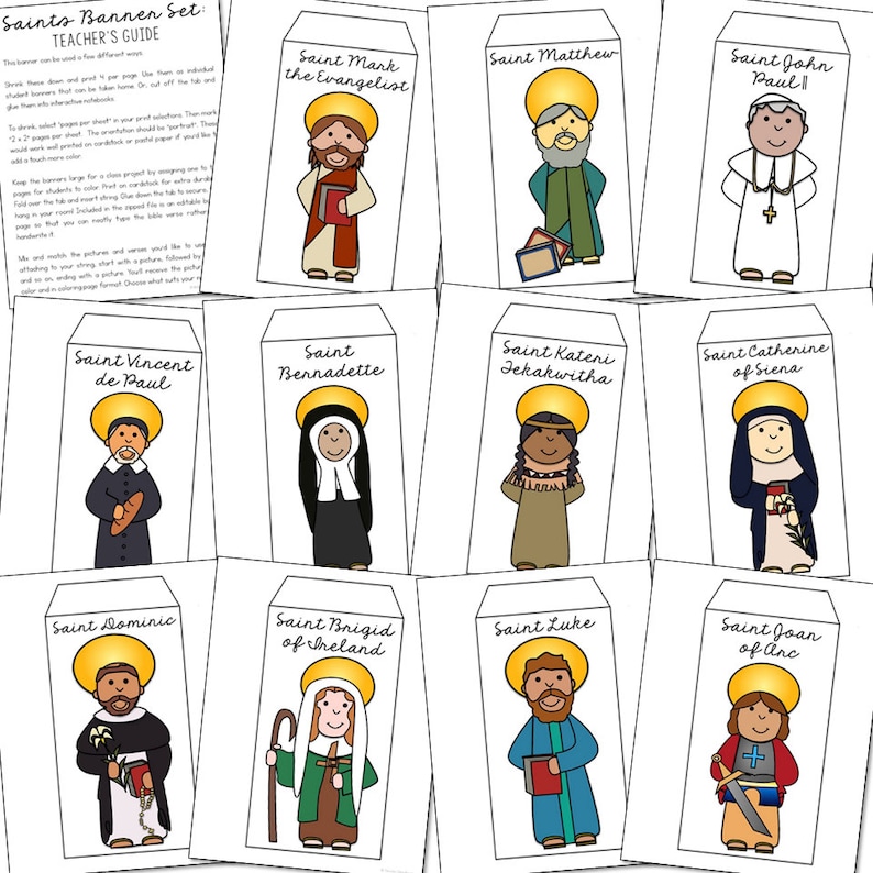 Catholic Saints Activity | Banner Craft Project | Bible Verses | All ...