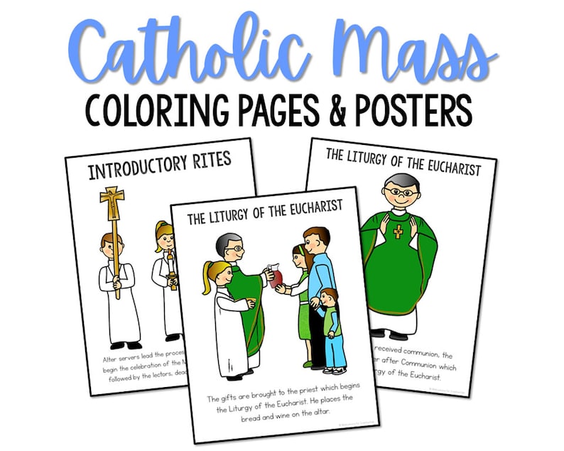 Catholic Mass Actions & Priests Posters and Coloring Pages, CCD - Etsy