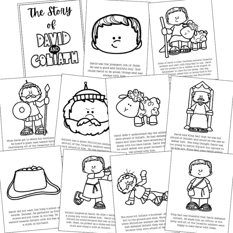 David and Goliath Bible Story Coloring Pages and Posters | Craft ...