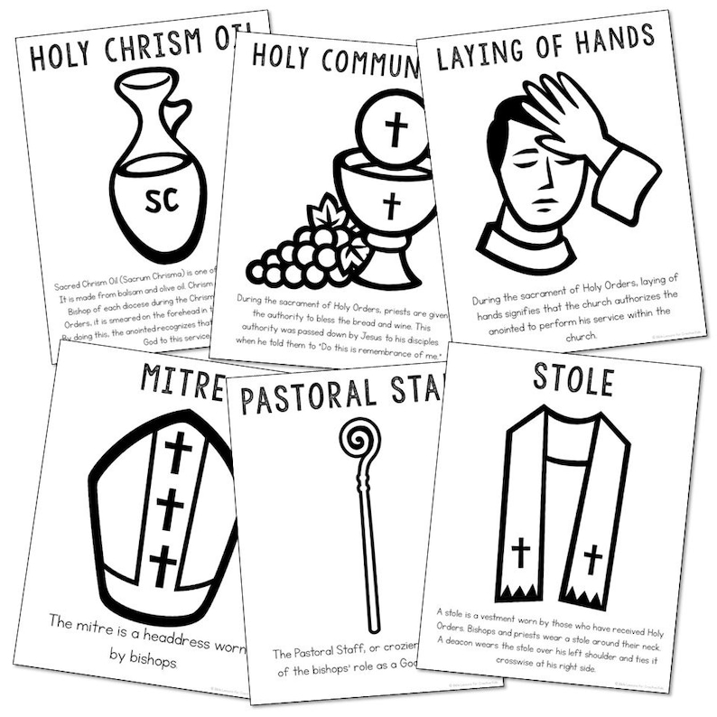 Holy Orders - Sacrament Posters, Coloring Pages, and Mini Book Set - Etsy