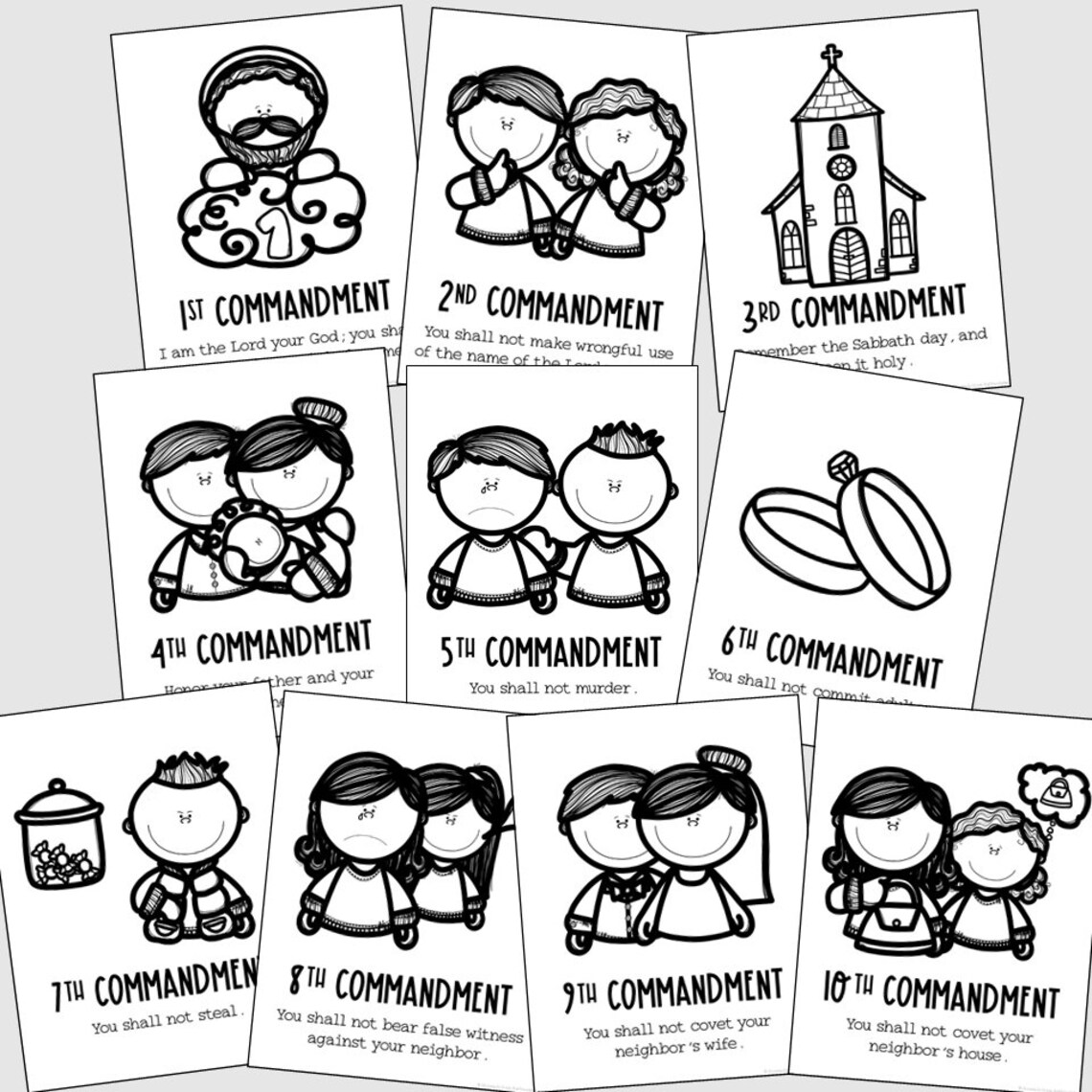 The Ten Commandments Posters, Coloring Pages, and Mini Book Set ...