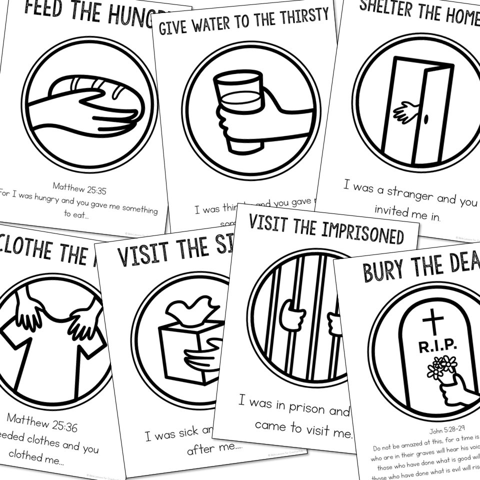 Corporal Works of Mercy Posters, Coloring Pages, and Mini Book Set ...