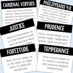 Theological and Cardinal Virtues Posters and Mini Book Set - Etsy