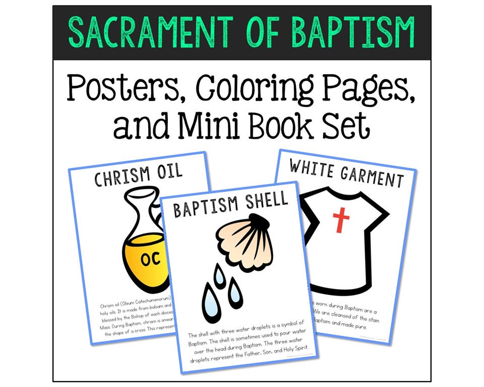 Baptism - Sacrament Posters, Coloring Pages, and Mini Book Set - Etsy