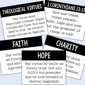Theological and Cardinal Virtues Posters and Mini Book Set - Etsy