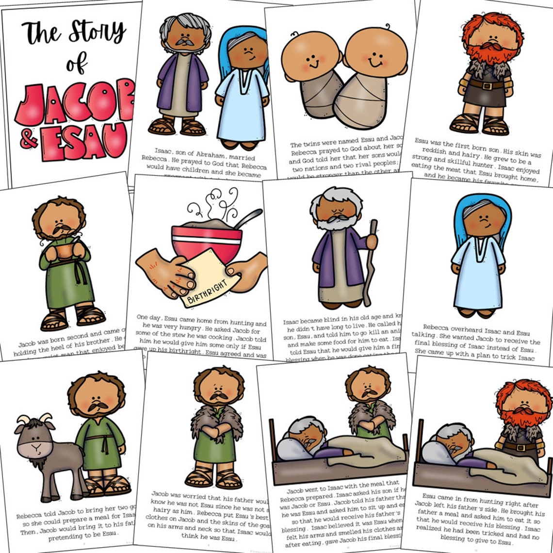 Jacob and Esau Bible Story Coloring Pages and Posters | Craft Activity ...