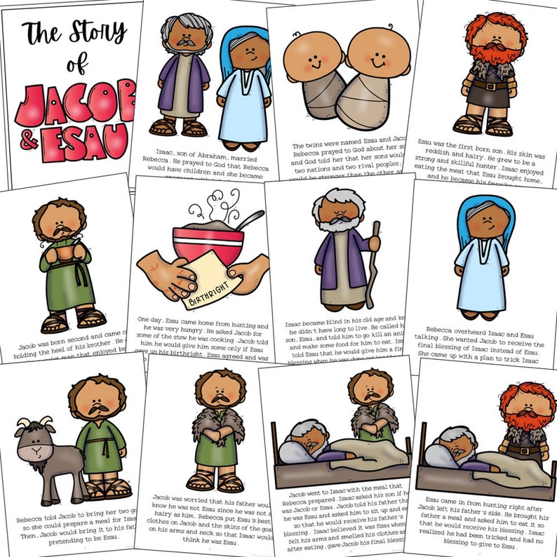 Jacob and Esau Bible Story Coloring Pages and Posters | Craft Activity ...