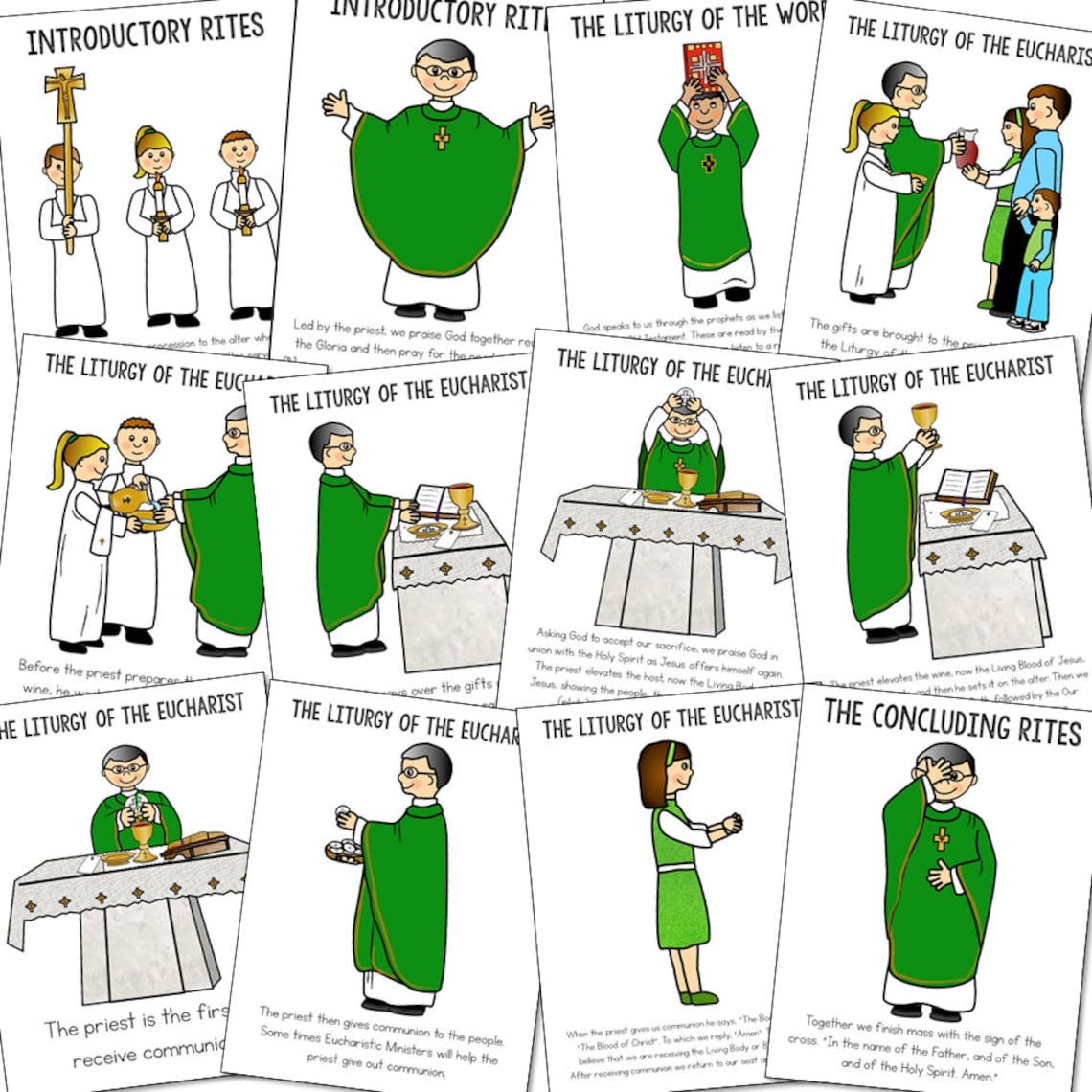 Catholic Mass Actions & Priests Posters and Coloring Pages, CCD - Etsy