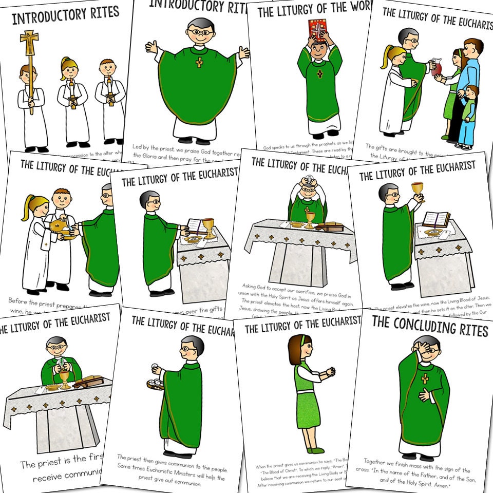 Catholic Mass Actions & Priests Posters and Coloring Pages, CCD - Etsy