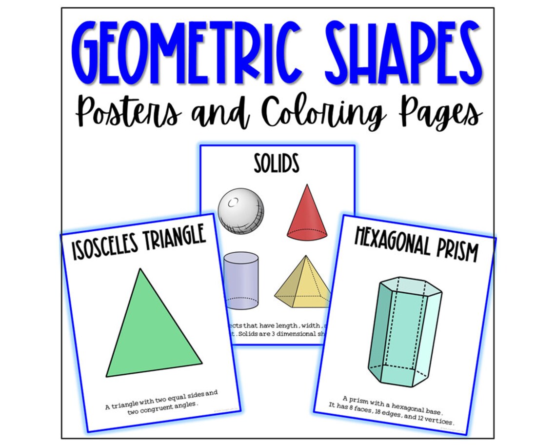 Geometric Shapes Posters and Coloring Pages - Etsy
