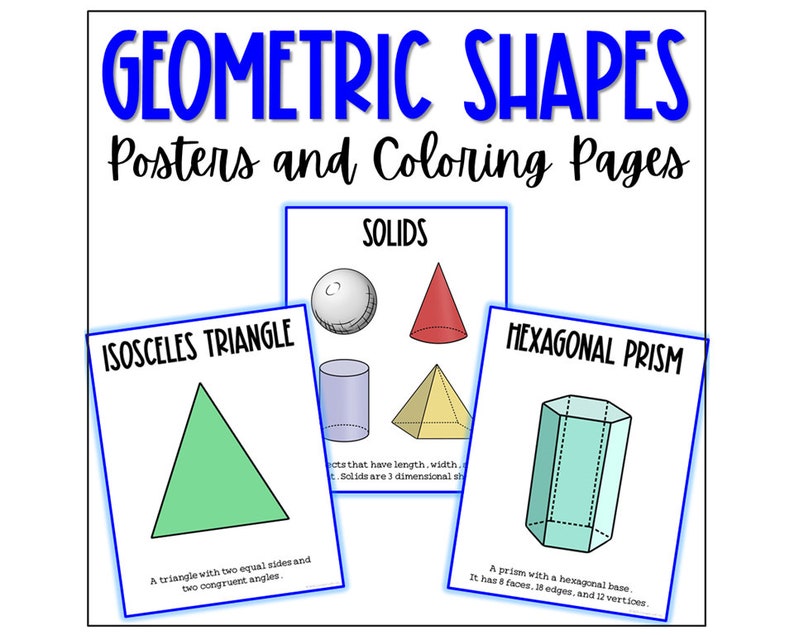 Geometric Shapes Posters and Coloring Pages - Etsy
