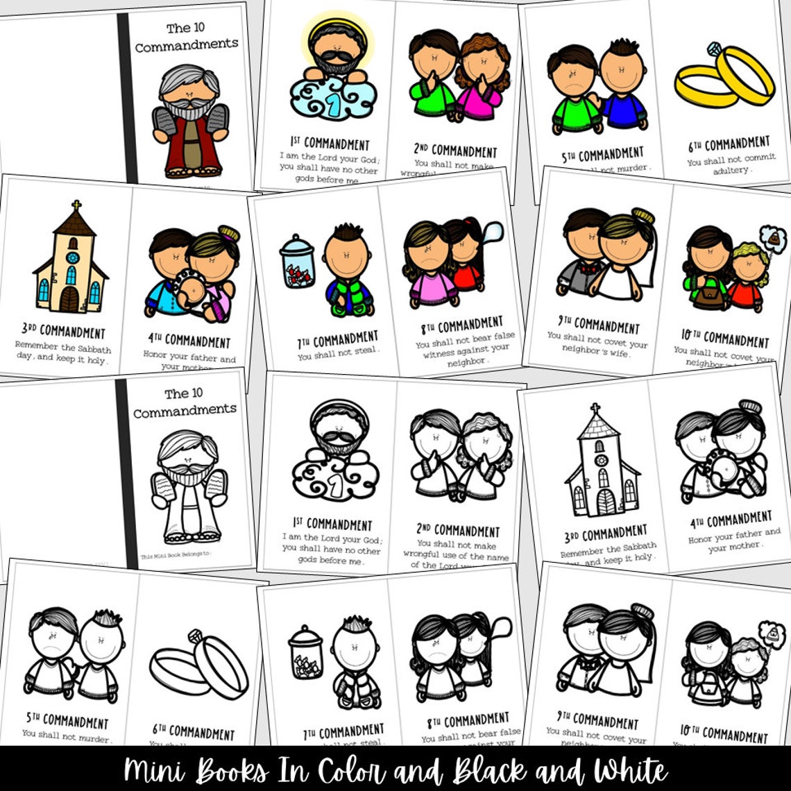 The Ten Commandments Posters, Coloring Pages, and Mini Book Set ...