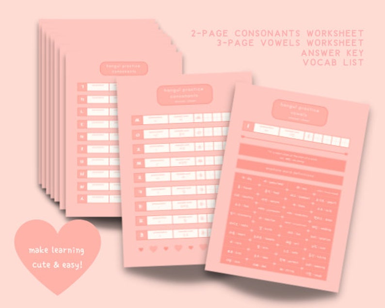 Aesthetic Practice Korean Hangul Workbook | Korean Alphabet Study ...