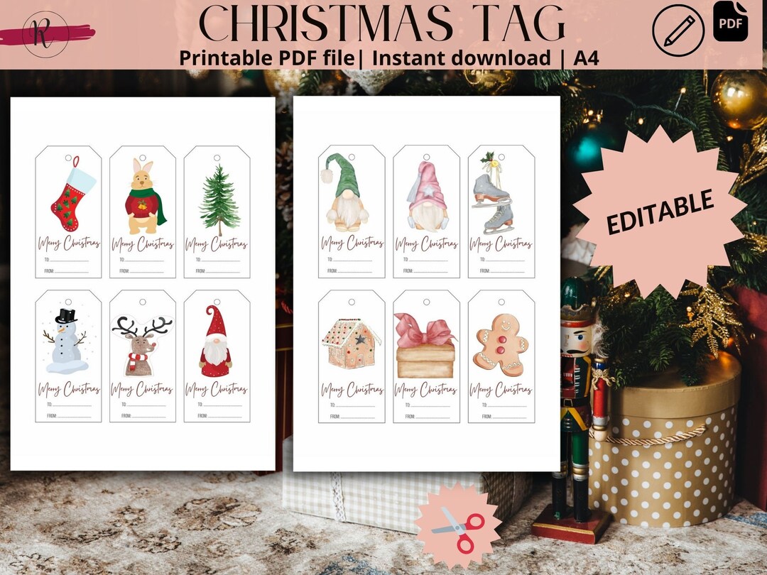 Christmas Gift Tag Printable, Editable Christmas Gift Tag, Holiday Gift ...