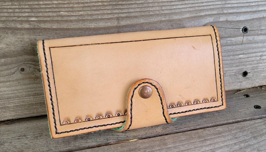 Hand Tooled and Painted Leather Wallet - Etsy