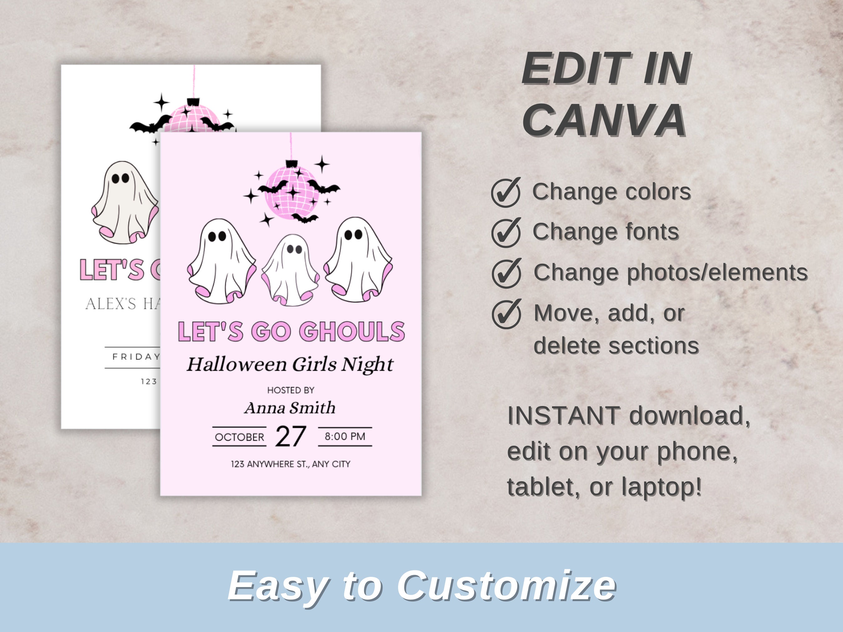 Ghouls Night Out: Halloween Girls Night Invitation Template | Let's Go ...