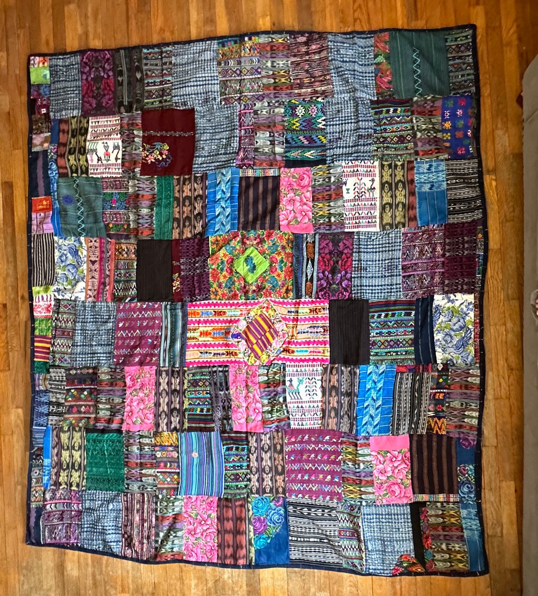 Handmade Boho Chic Woven Embroidered Mayan Quilt Blanket Handcrafted by ...
