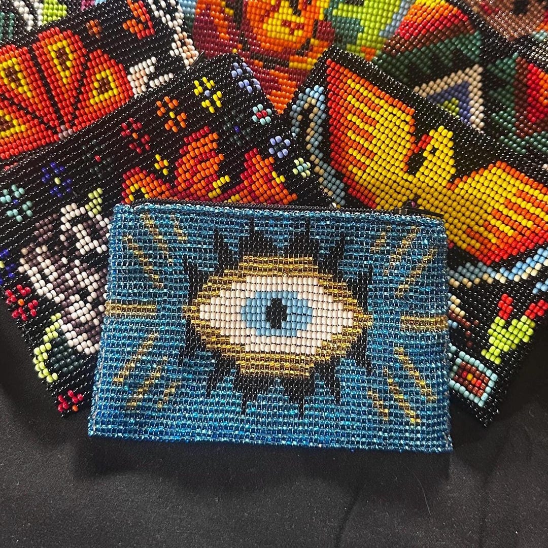 Guatemalan Evil Eye Beaded Coin Purse Zippered Pouch Handcrafted by ...