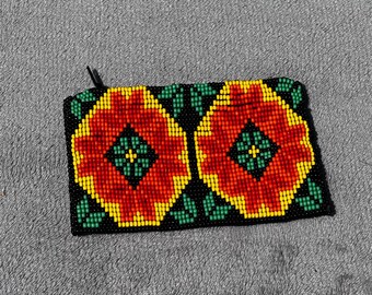 Guatemalan Beaded Coin Purse Zippered Pouch Handcrafted by Indigenous ...