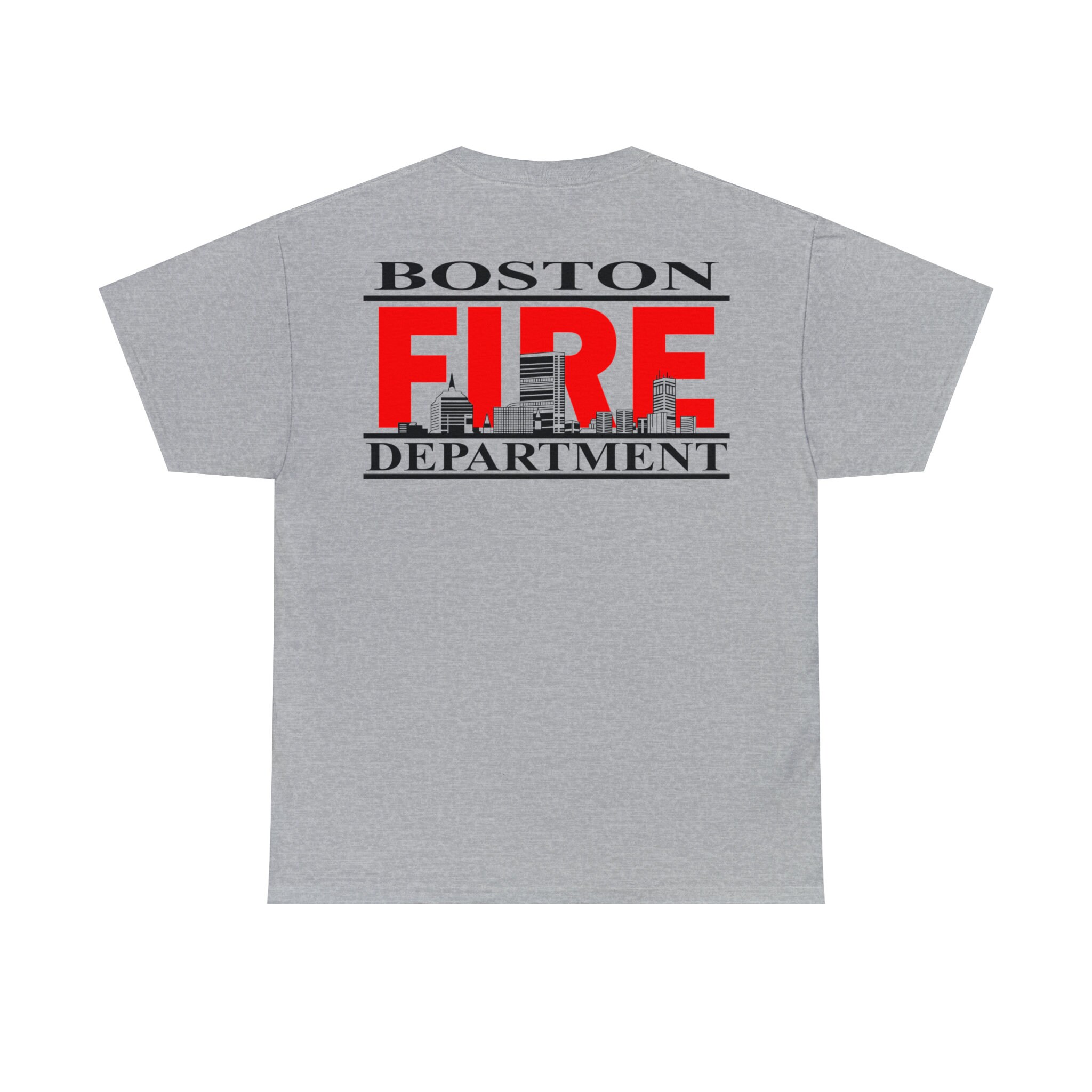 Boston Fire Department Skyline Cityscape Heavy Cotton Tee Shirt Tshirt ...