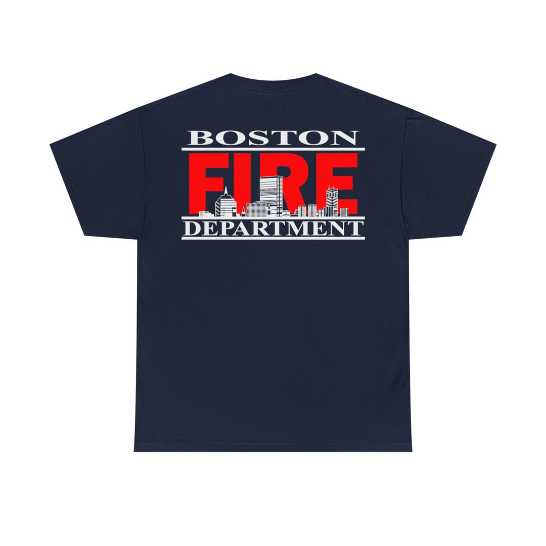 Boston Fire Department Skyline Cityscape Heavy Cotton Tee Shirt Tshirt ...